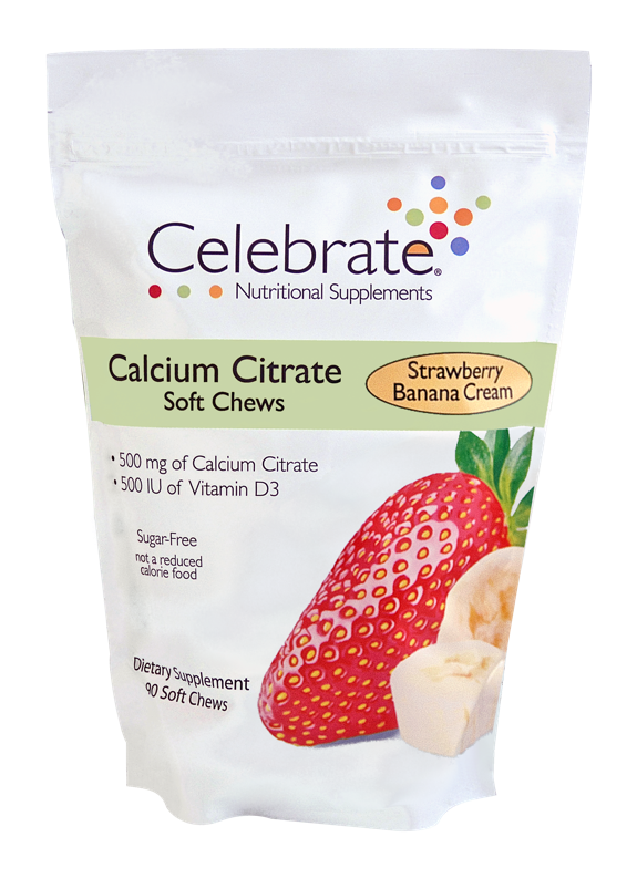 CELEBRATE CALCIUM CITRATE 500 mg CHEWY BITES - STRAWBERRY BANANA CREAM ...